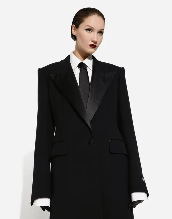 Dolce & Gabbana Long Single-breasted Wool Tuxedo Coat
