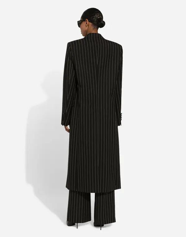 Dolce & Gabbana Pinstripe Woolen Coat - Multicolor
