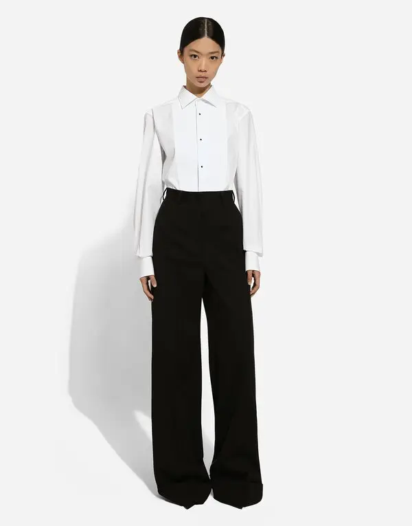 Dolce & Gabbana Flared Wool Gabardine Pants - Black