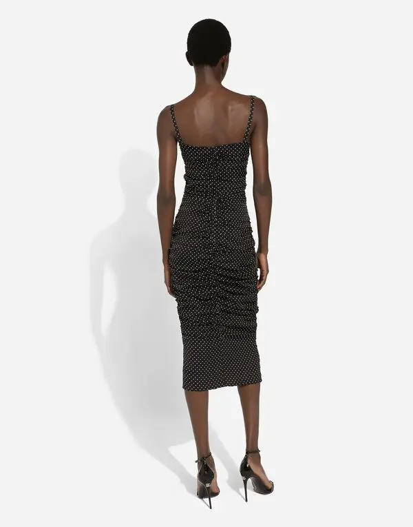 Dolce & Gabbana Micro Polka-dot Charmeuse Sheath Dress - Print