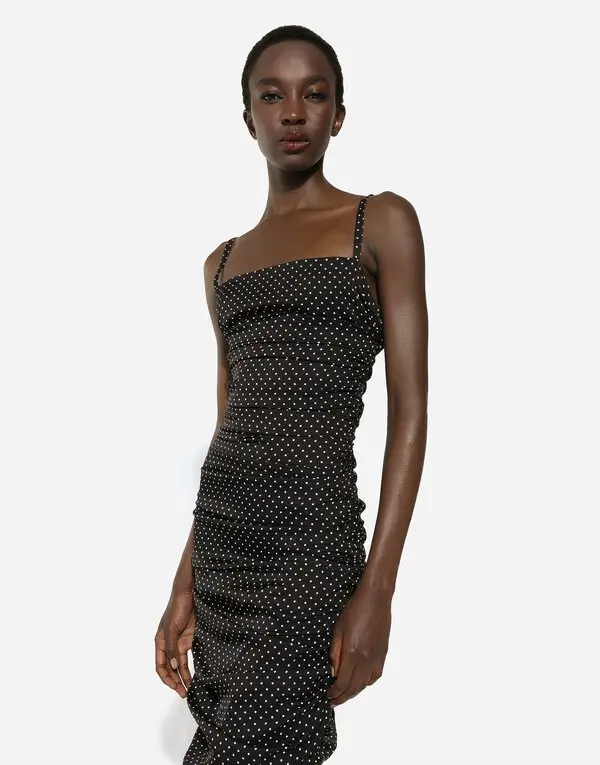 Dolce & Gabbana Micro Polka-dot Charmeuse Sheath Dress - Print