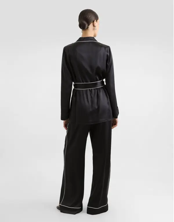 Dolce & Gabbana Silk Pajama Shirt With Contrasting Piping