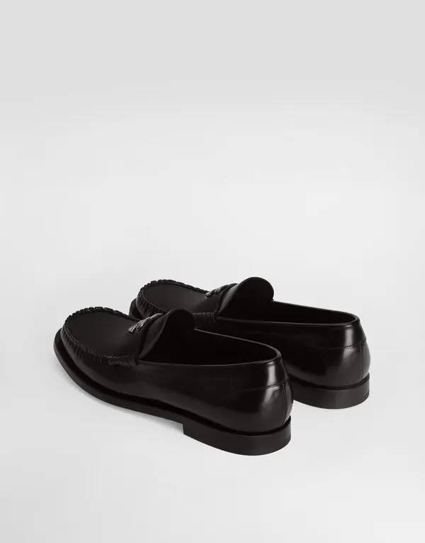 Dolce & Gabbana Polished Calfskin Loafers With Dg Logo In  display picture 2