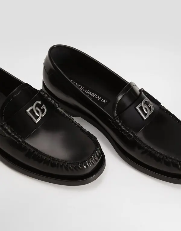 Dolce & Gabbana Polished Calfskin Loafers With Dg Logo In  display picture 2