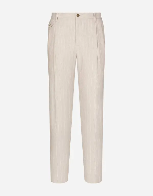 Dolce & Gabbana Pinstripe Linen Trousers - Multicolor