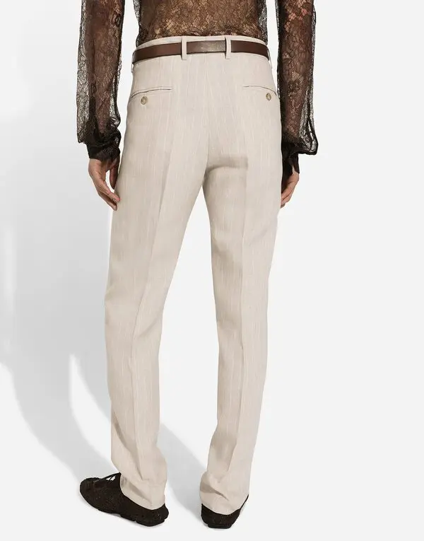 Dolce & Gabbana Pinstripe Linen Trousers - Multicolor