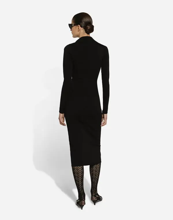 Dolce & Gabbana Short Stretch Viscose Knit Jacket With Dg Logo