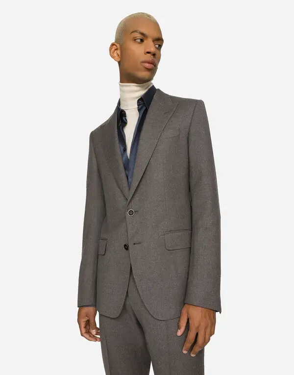 Dolce & Gabbana Single-breasted Stretch Flannel Sicilia-fit Jacket - Grey
