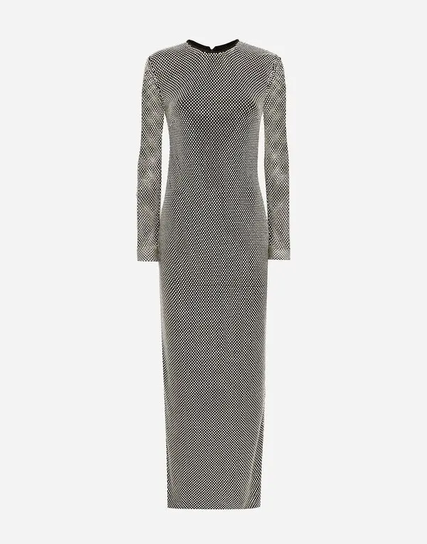 Dolce & Gabbana Long Crystal Mesh Dress - Silver