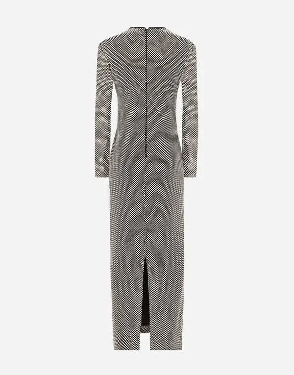 Dolce & Gabbana Long Crystal Mesh Dress - Silver