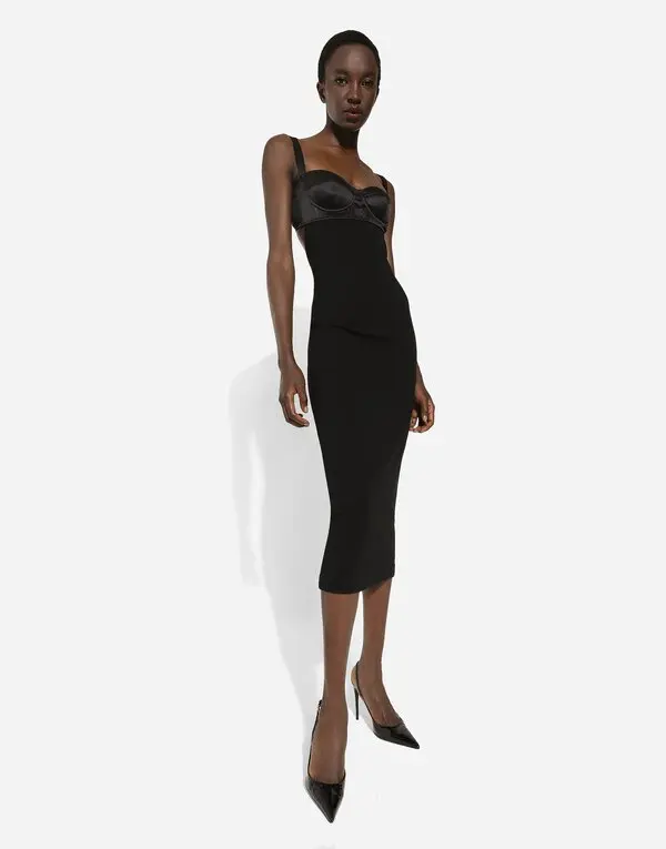 Dolce & Gabbana Jersey Midi Dress With Corset-Style Bra Top In Black |  Editorialist