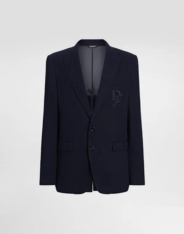 Dolce & Gabbana Single-breasted Cotton Jersey Jacket With Logo Embroidery