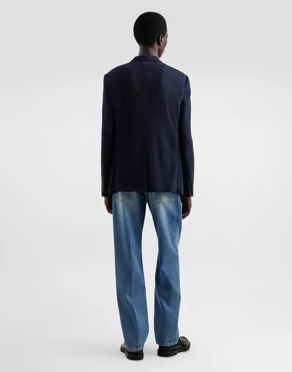 Dolce & Gabbana Single-breasted Cotton Jersey Jacket With Logo Embroidery