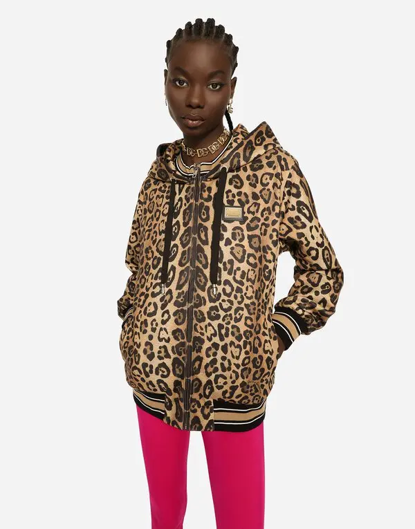Dolce & Gabbana Leopard Print Zip-up Hoodie - Multicolor