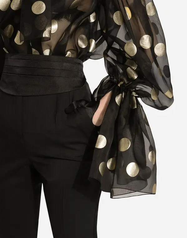 Dolce & Gabbana Silk Organza Jacquard Polka-dot Blouse With Pussy-bow - Print