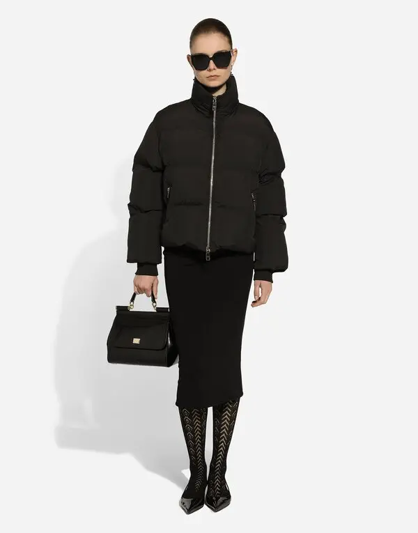Dolce & Gabbana Short Nylon Down Jacket With Branded Tag