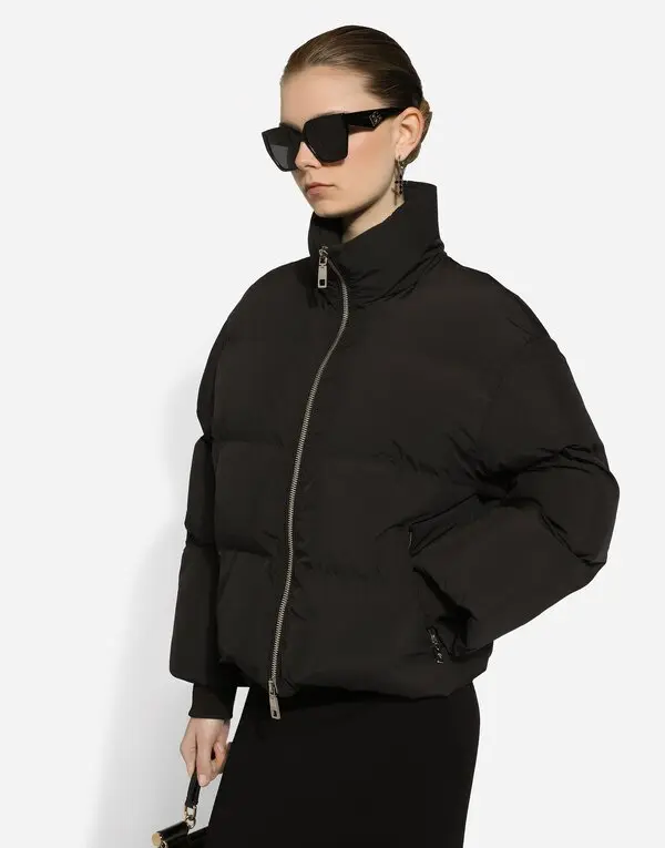 Dolce & Gabbana Short Nylon Down Jacket With Branded Tag