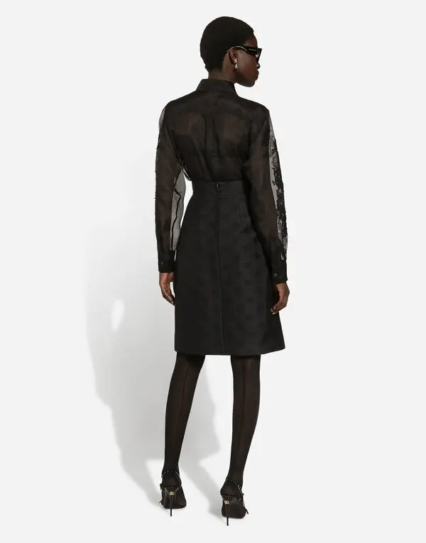 Dolce & Gabbana Organza Shirt With Lace Appliqués
