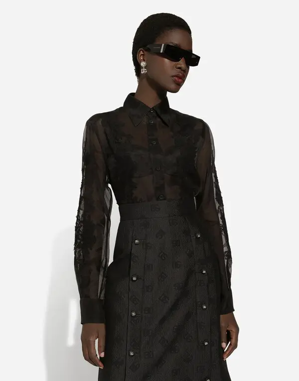 Dolce & Gabbana Organza Shirt With Lace Appliqués
