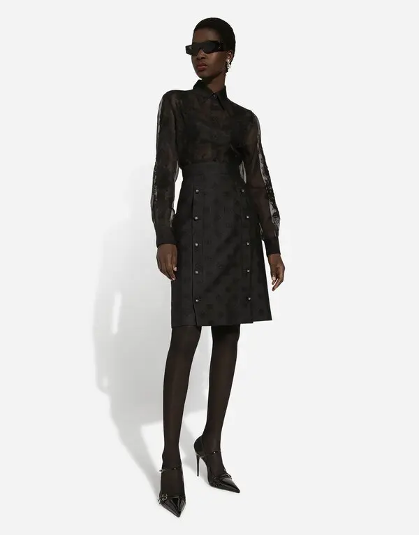 Dolce & Gabbana Organza Shirt With Lace Appliqués