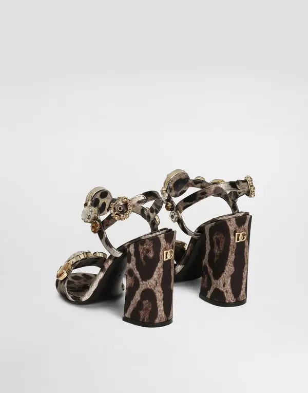 Dolce & Gabbana Keira Leopard- Satin Sandals - Print