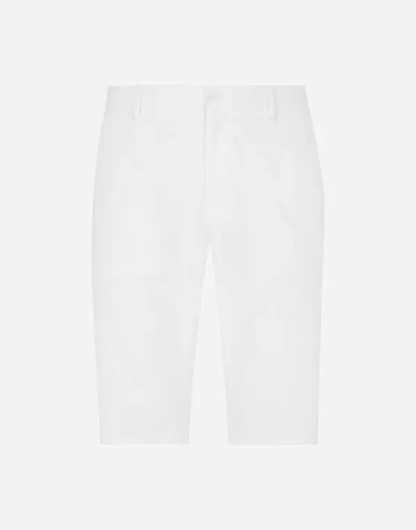 Dolce & Gabbana Tailored Stretch Cotton Shorts With Dg Logo Patch