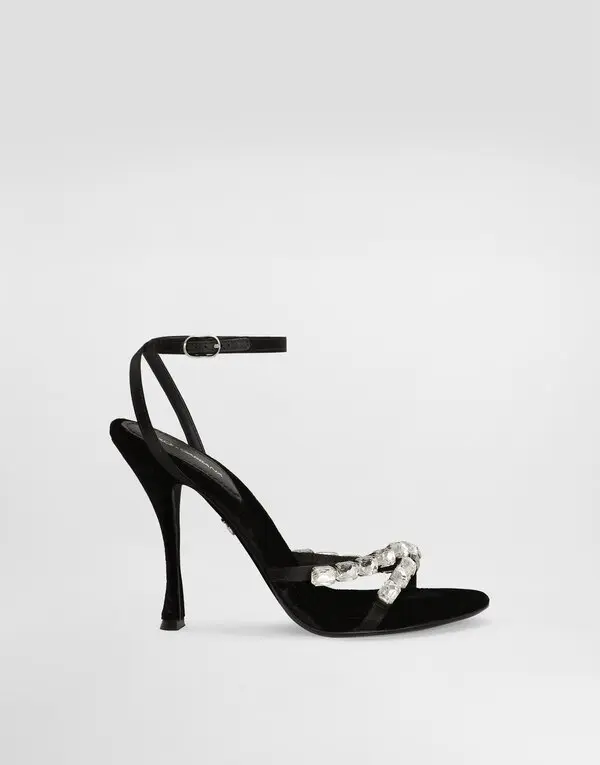 Dolce & Gabbana Keira Satin Sandals With Gemstone Embellishment - Black