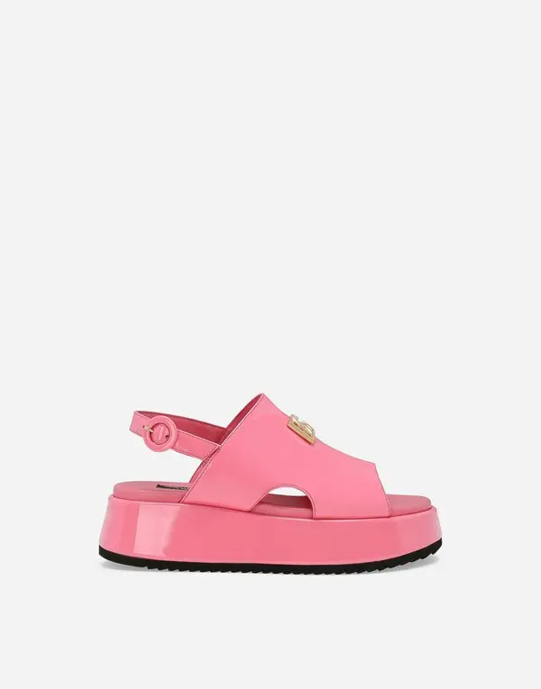 Dolce & Gabbana Patent Leather Wedge Sandals - Pink