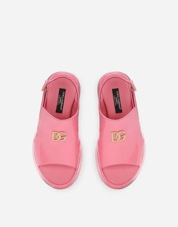 Dolce & Gabbana Patent Leather Wedge Sandals - Pink