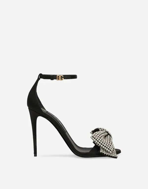 Dolce & Gabbana Satin Sandals With Rhinestone Embellishment - Multicolor