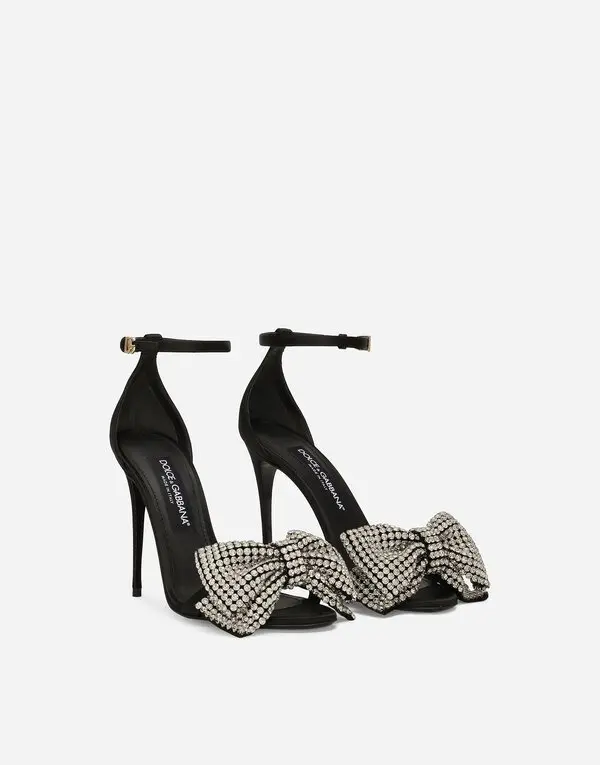 Dolce & Gabbana Satin Sandals With Rhinestone Embellishment - Multicolor