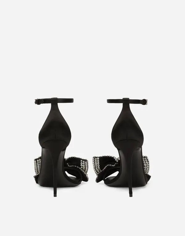Dolce & Gabbana Satin Sandals With Rhinestone Embellishment - Multicolor