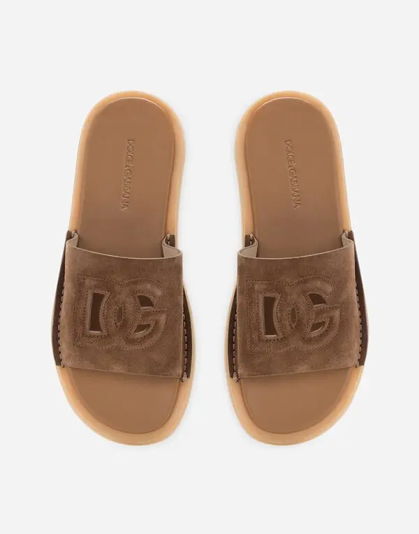 Dolce & Gabbana Suede Sliders - Brown