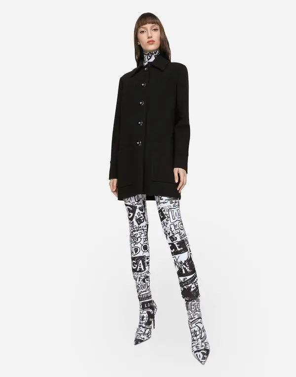 Dolce & Gabbana Double Crepe Pea Coat With Galalith Buttons