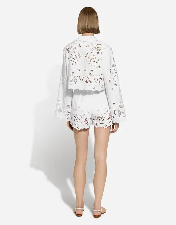 Dolce & Gabbana Cotton Poplin Shorts With Cut-out Detailing