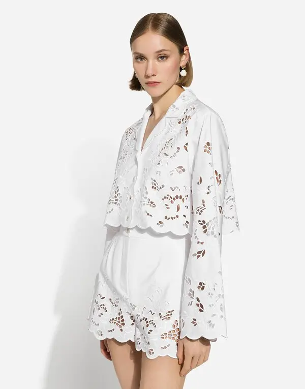Dolce & Gabbana Cotton Poplin Shorts With Cut-out Detailing