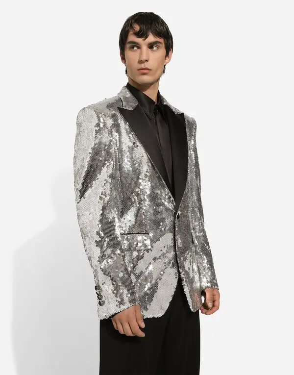 Dolce & Gabbana Sicilia Sequined Single-breasted Tuxedo Jacket - Plateado