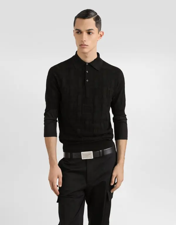 Dolce & Gabbana Silk Polo-shirt With Jacquard Logo