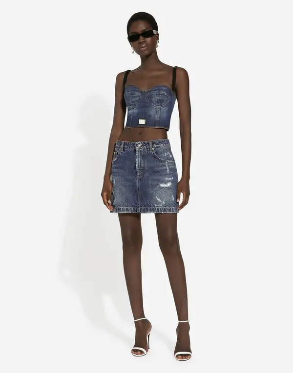 Dolce & Gabbana Denim Mini Skirt With Rips