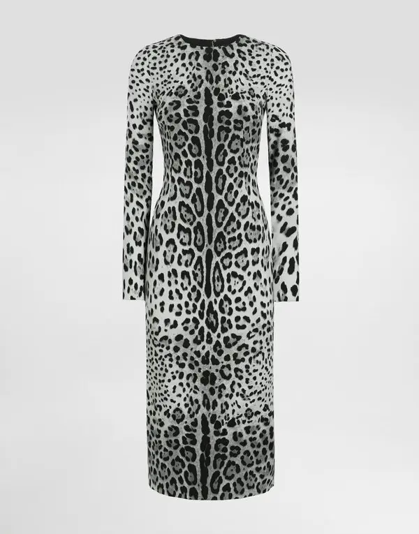 Dolce & Gabbana Charmeuse Calf-length Sheath Dress With Leopard - Print