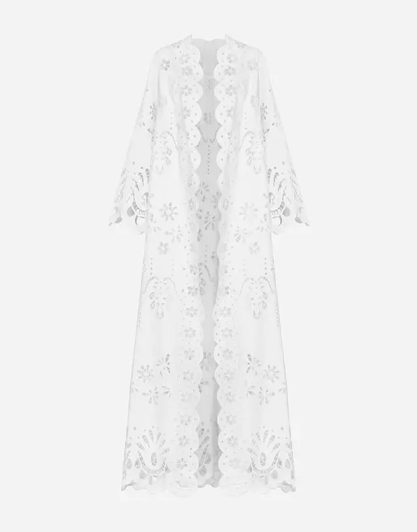 Dolce & Gabbana Cotton Robe Coat With Macramé Embroidery