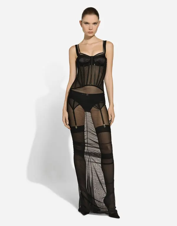 Dolce & Gabbana Long Stretch Tulle Dress