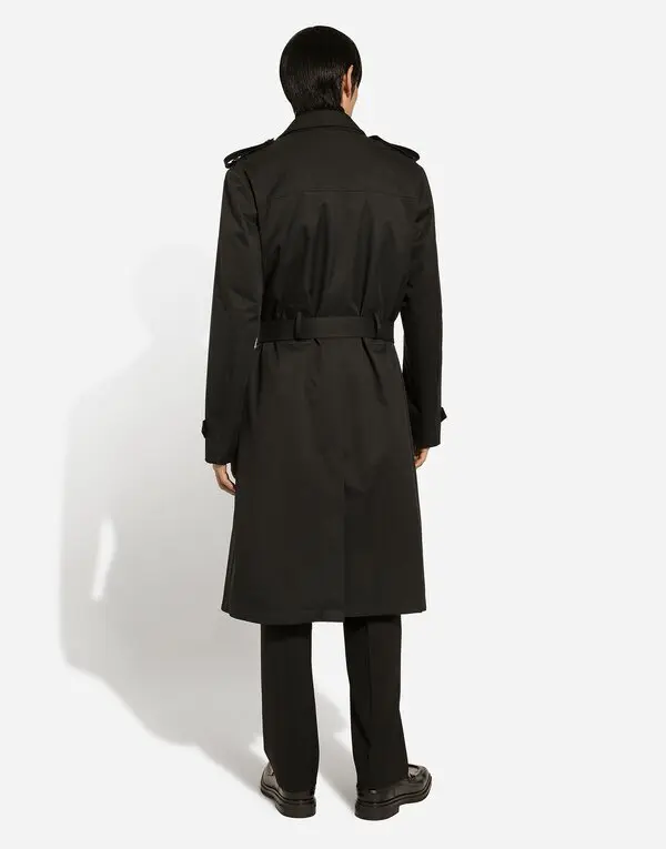 Dolce & Gabbana Nylon Double-breasted Trench Coat - Black