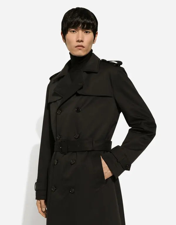 Dolce & Gabbana Nylon Double-breasted Trench Coat - Black