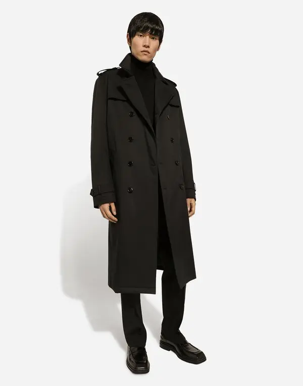 Dolce & Gabbana Nylon Double-breasted Trench Coat - Black