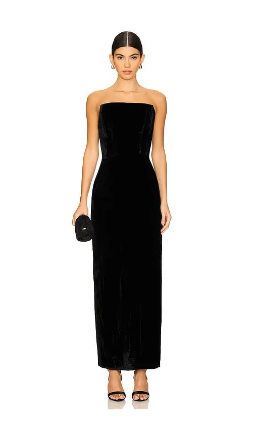 Lpa Emery Velvet Maxi Dress - Black