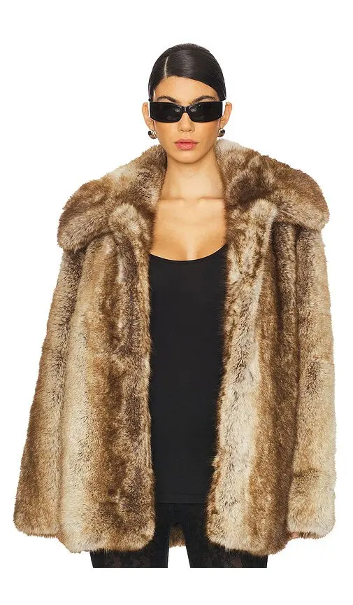 JAKKE Rosemary Faux Fur Coat - Brown
