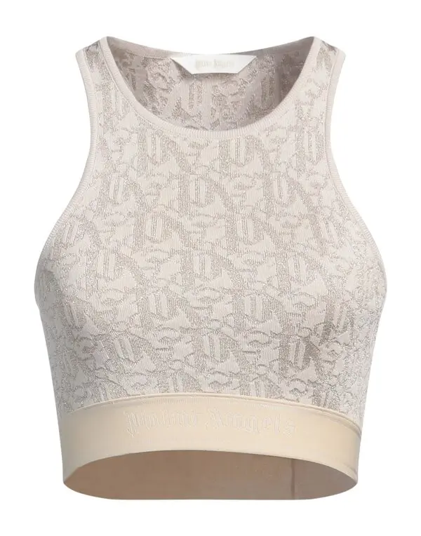 Palm Angels Cropped Knit Top - Beige