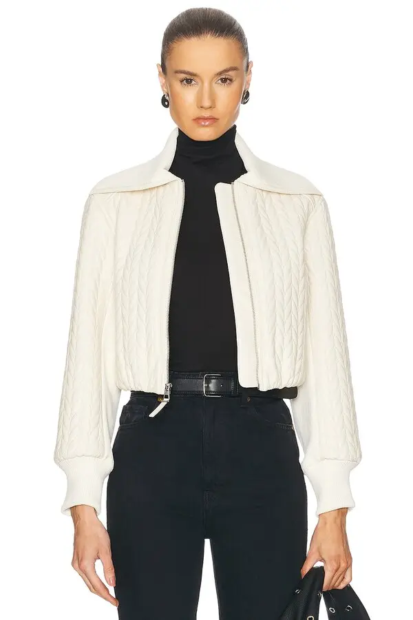 Simkhai Palmer Quilted Cropped Jacket - Coconut
