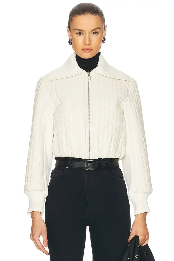 Simkhai Palmer Quilted Cropped Jacket - Coconut